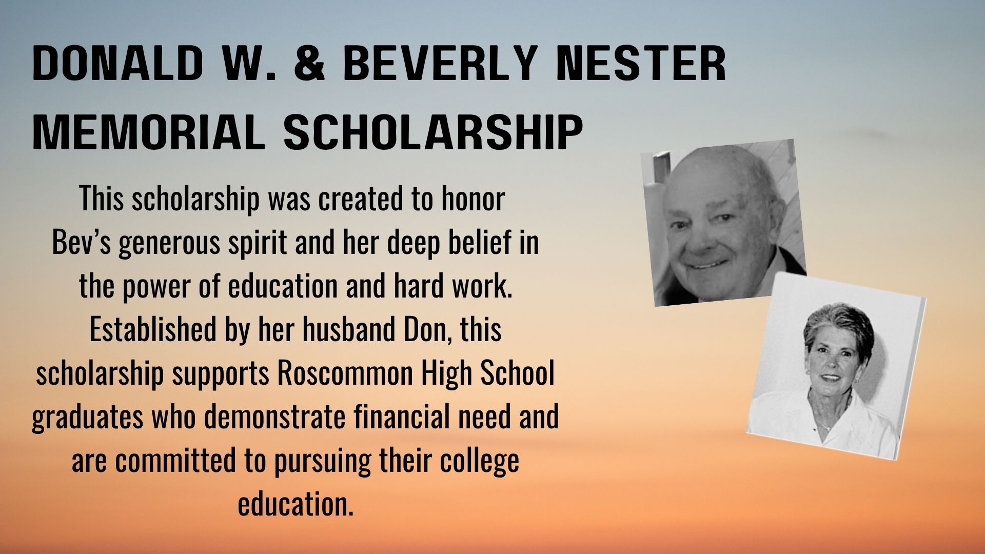 Donald W. & Beverly Nester Memorial Scholarship Fund | Roscommon County ...