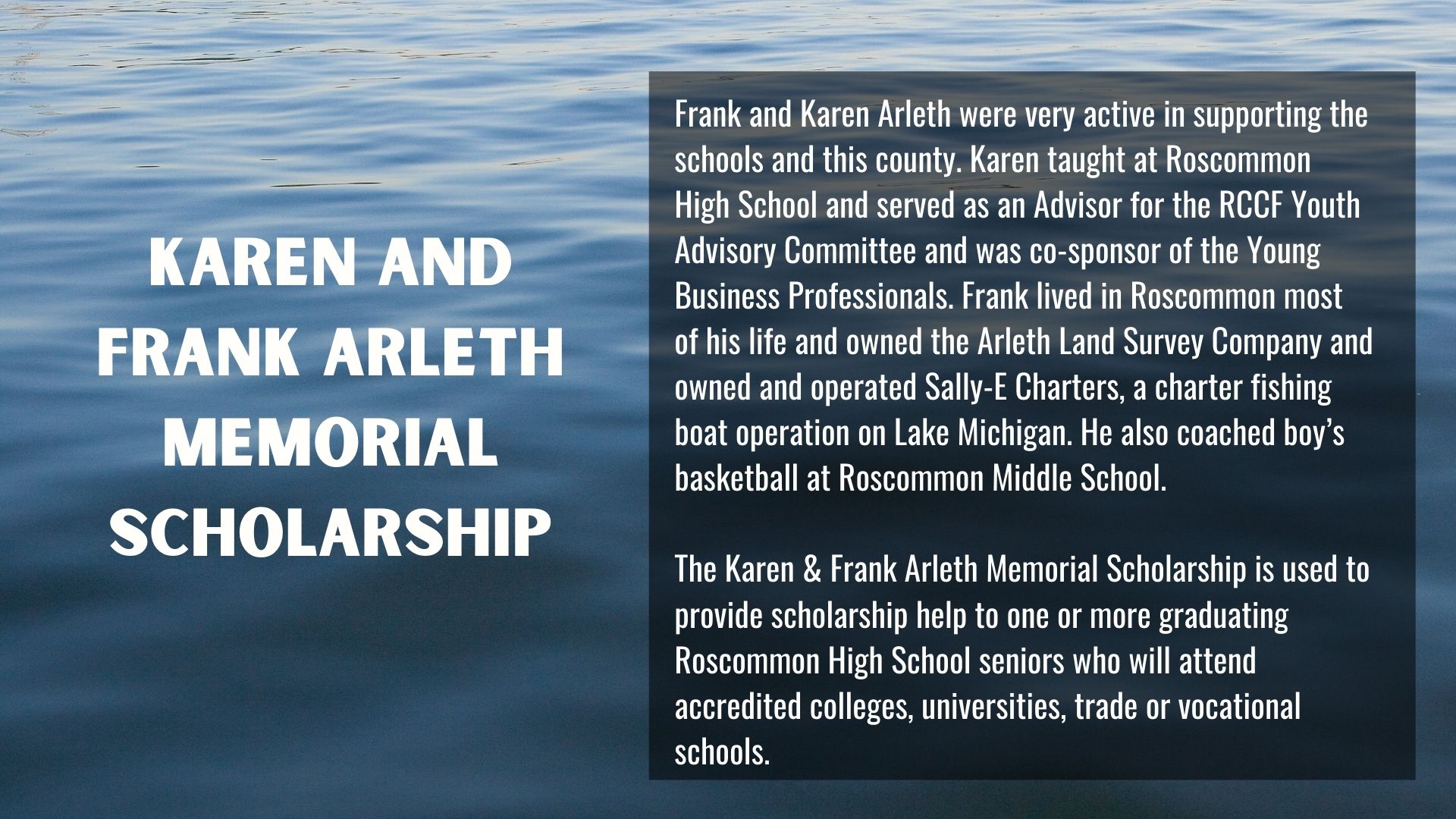 Karen & Frank Arleth Memorial Scholarship Fund | Roscommon County ...